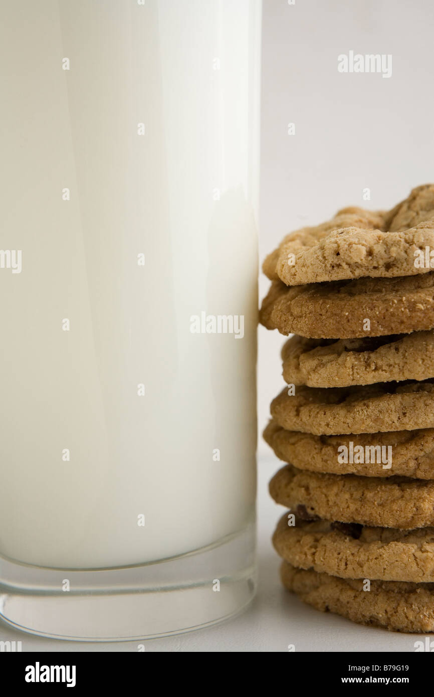 chocolate chip cookies with milk Stock Photo - Alamy