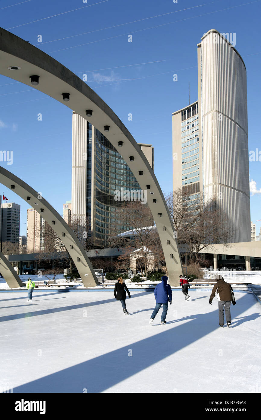 Toronto City Hall and Skating Rink Stock Photo - Alamy
