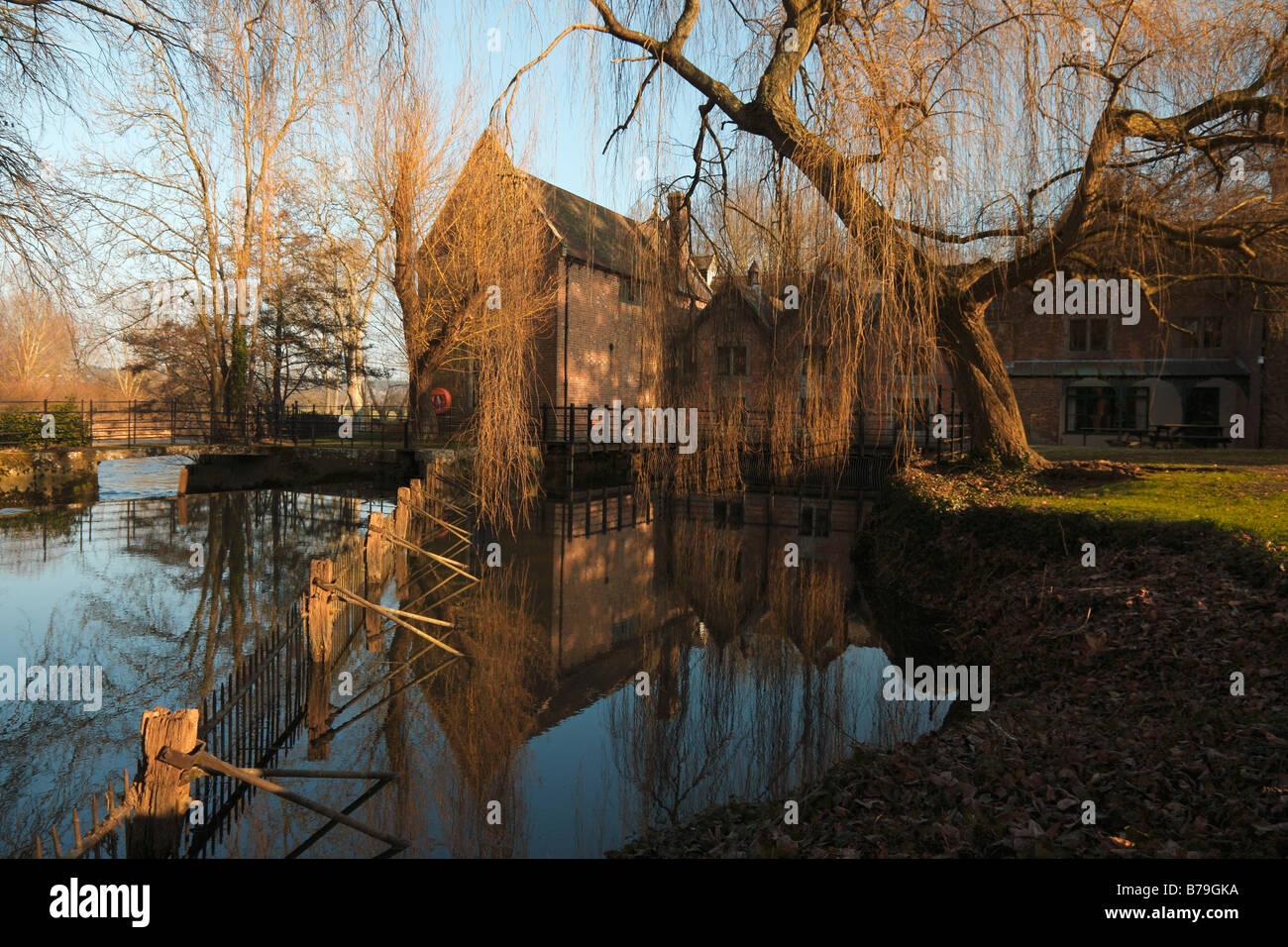 Canford Magna School Water Mill Canford Magna Dorset, weir, willow ...