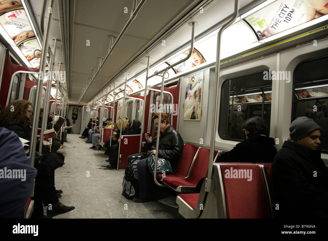 Interior of subway train Stock Photo - Alamy