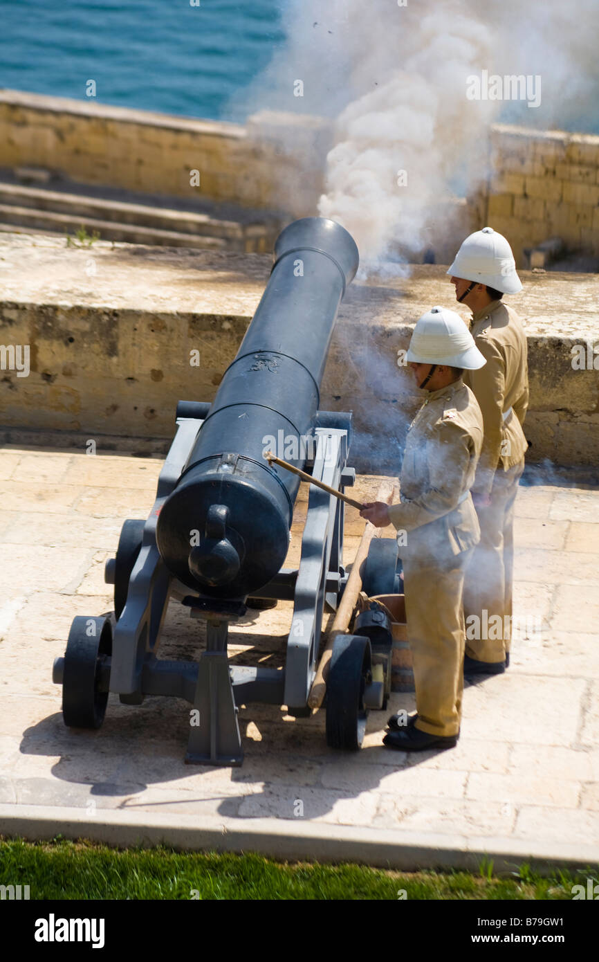Firing of the noon day gun, at the Saluting Battery, Upper Barracca ...