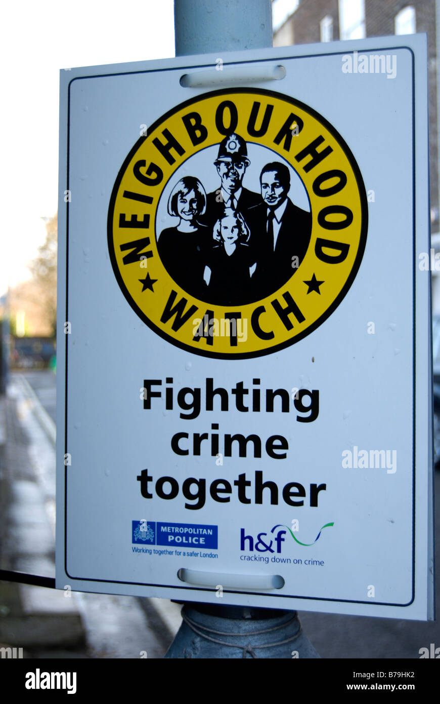 metropolitan police neighbourhood watch sign on a street in the london ...