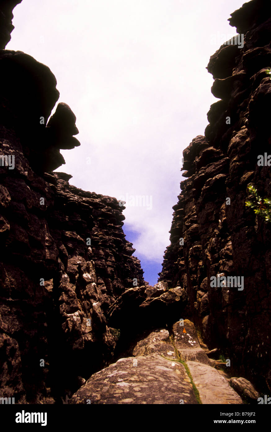 A ravine between sandstone rocks part of the ridges in the Grampians ...