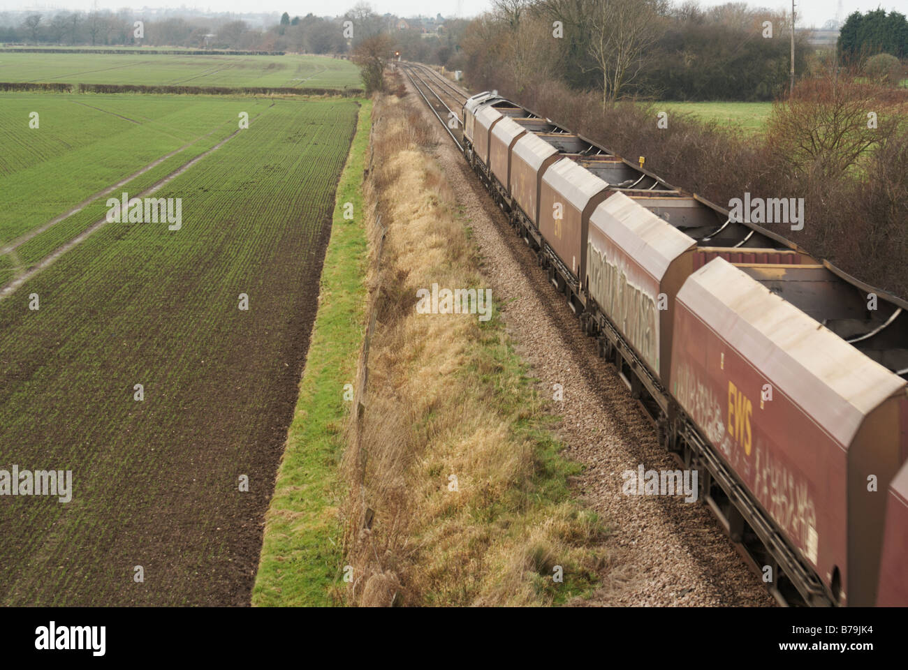 EWS DB Schenker freight train passing Swarkestone Derbyshire heading ...