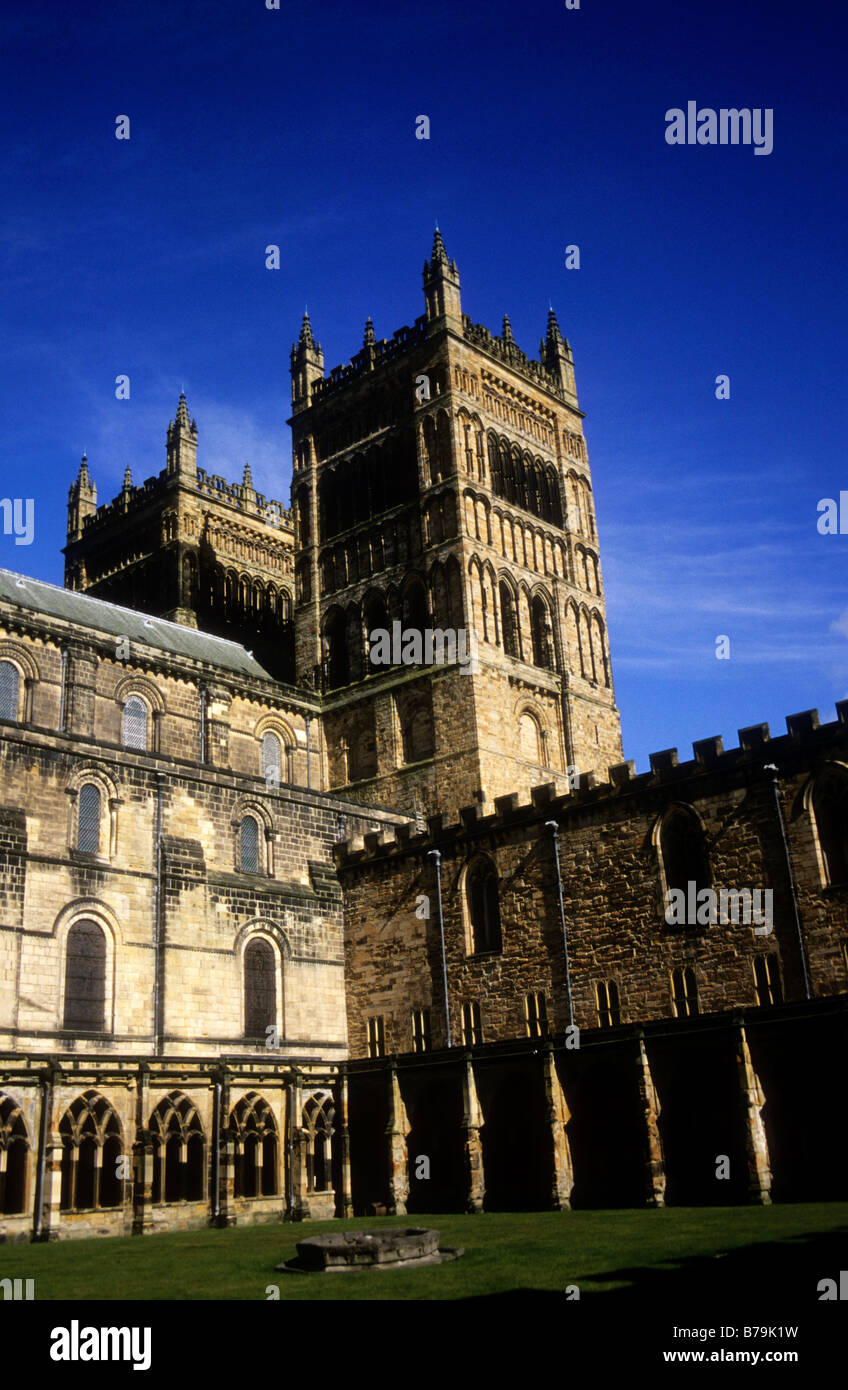 The tower of Durham Cathedral. The Romanesque cathedral is viewed from ...
