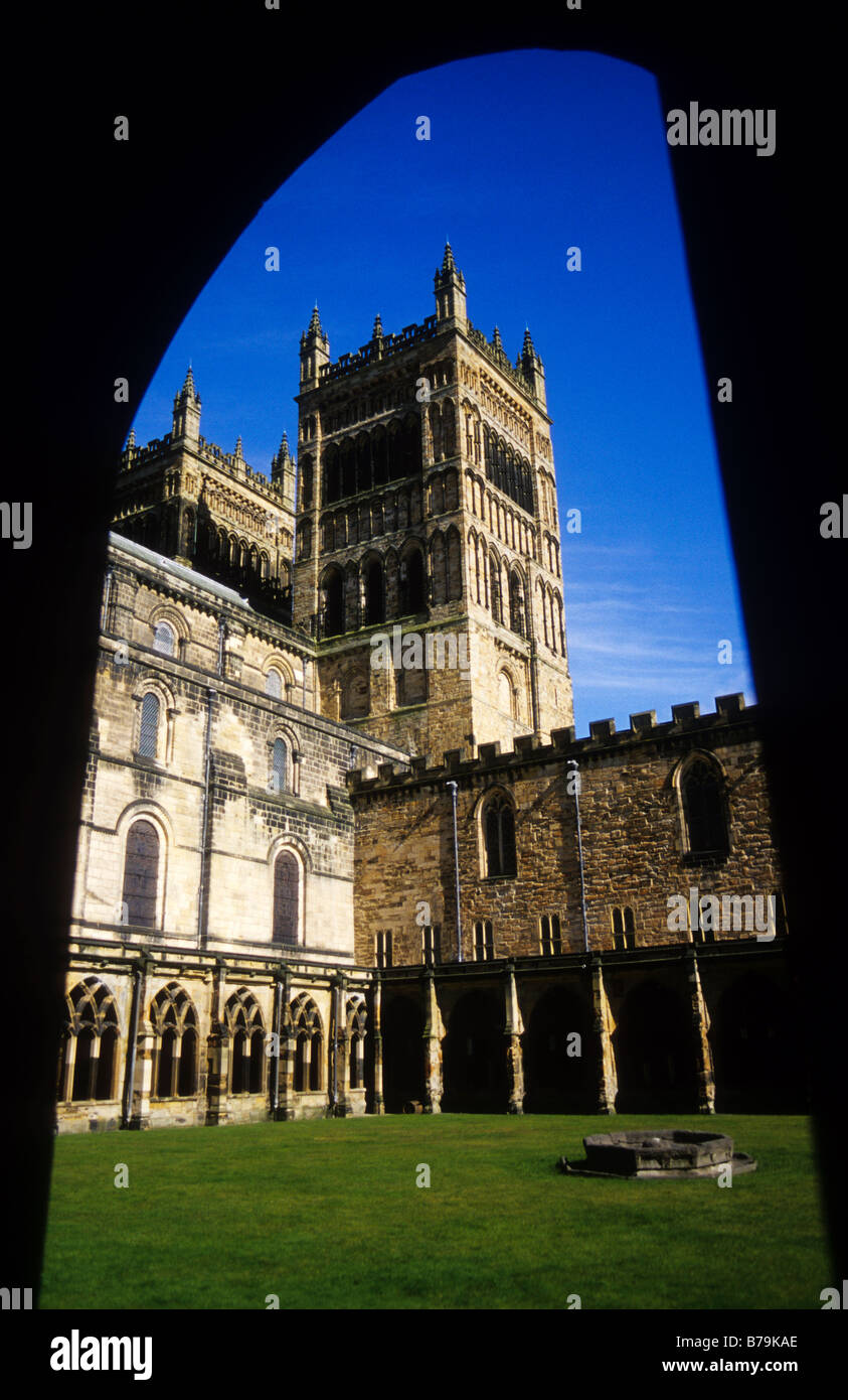 The tower of Durham Cathedral. The Romanesque cathedral is viewed from ...