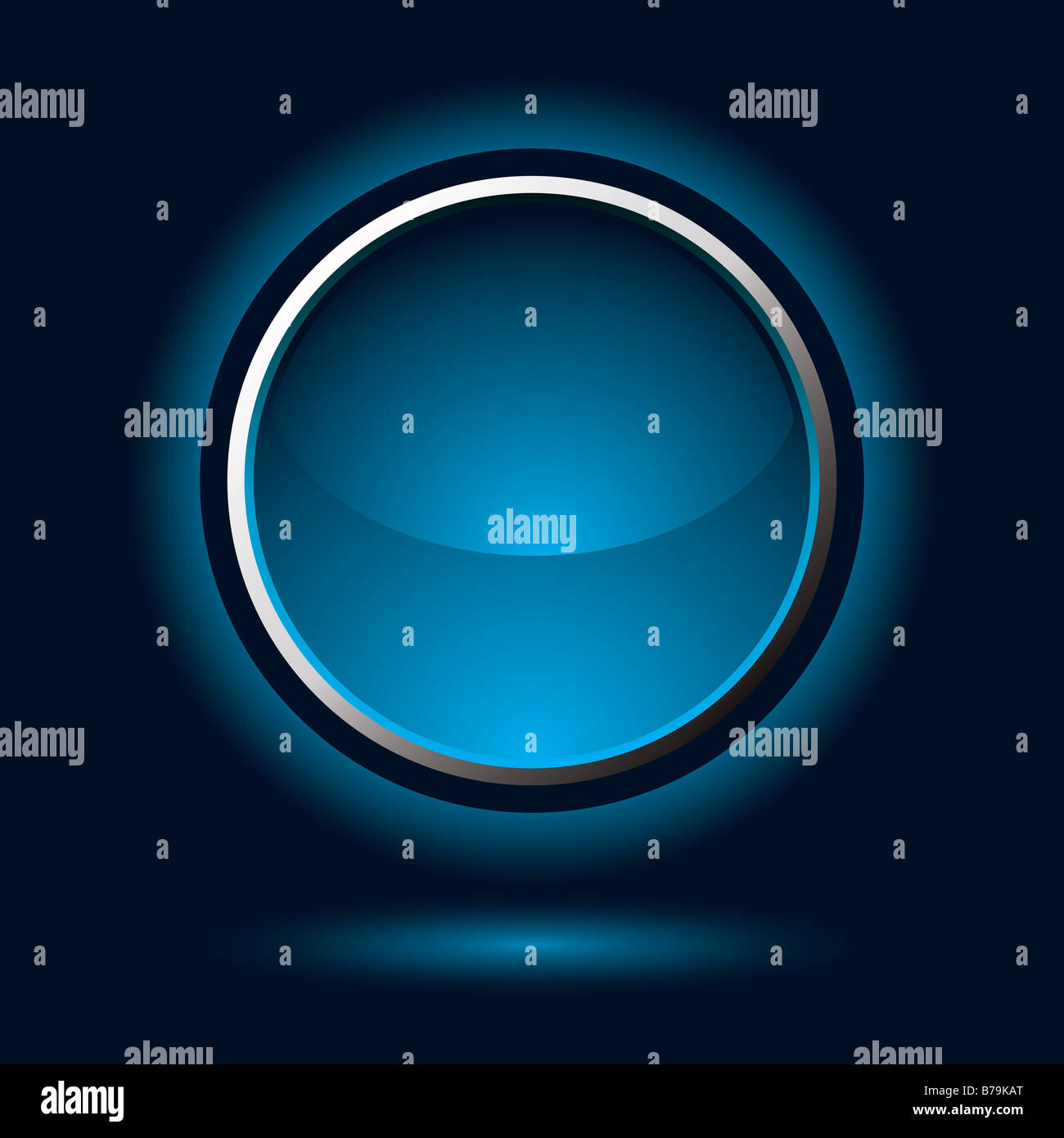 Glowing blue and black button with a drop shadow Stock Photo - Alamy