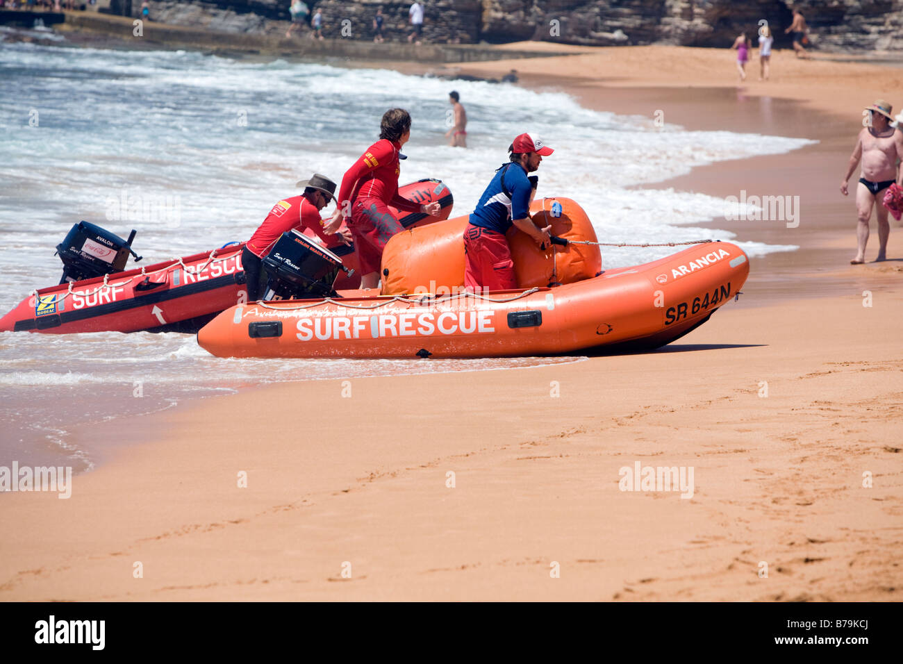 lifeguards dinghy and surf rescue on avalon beach,sydney,australia ...