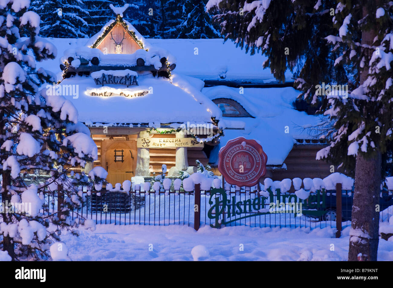 Traditional local architecture of local inn Zakopane Tatra Mountains ...