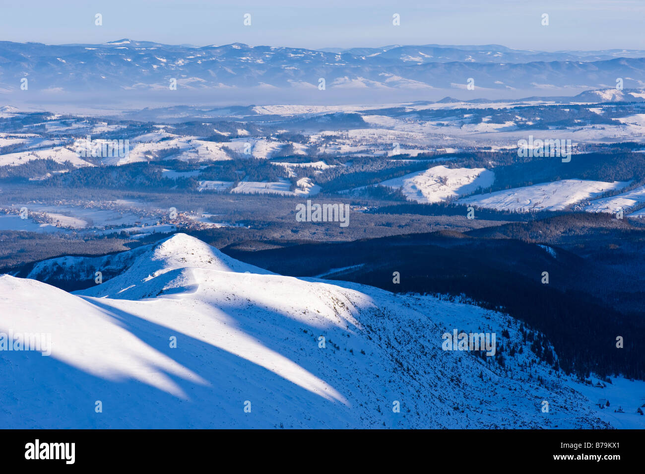 View from Kasprowy Wierch towards Zakopane Tatra Mountains Podhale ...