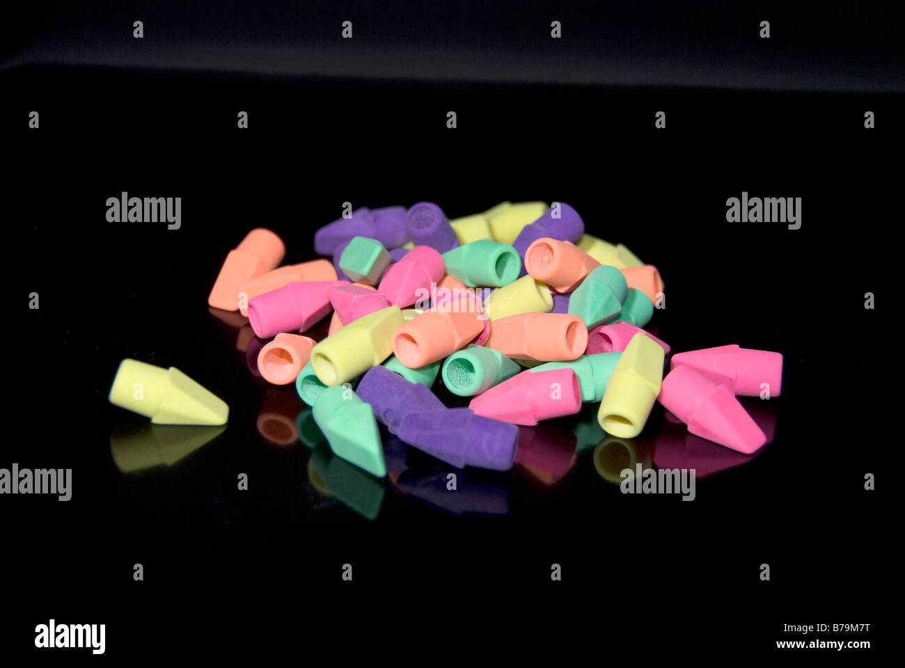Pile pencils erasers hi-res stock photography and images - Alamy
