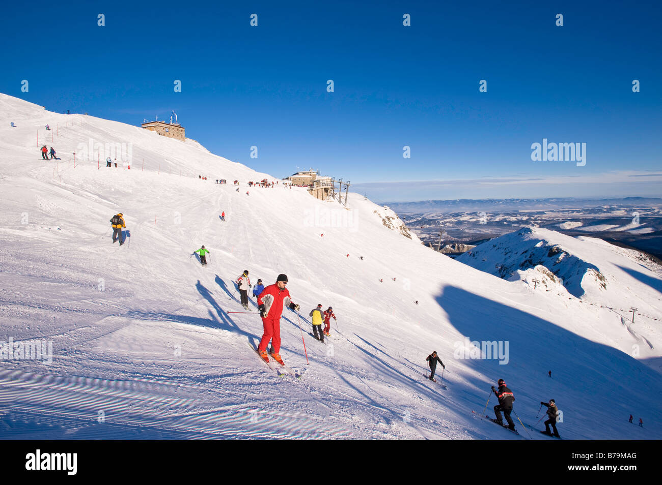 Skiers on slopes of Kasprowy Wierch Zakopane Tatra Mountains Podhale ...
