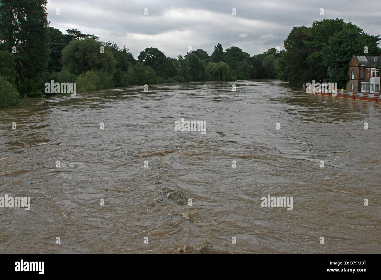 A flooded River Wye at Hereford Stock Photo - Alamy