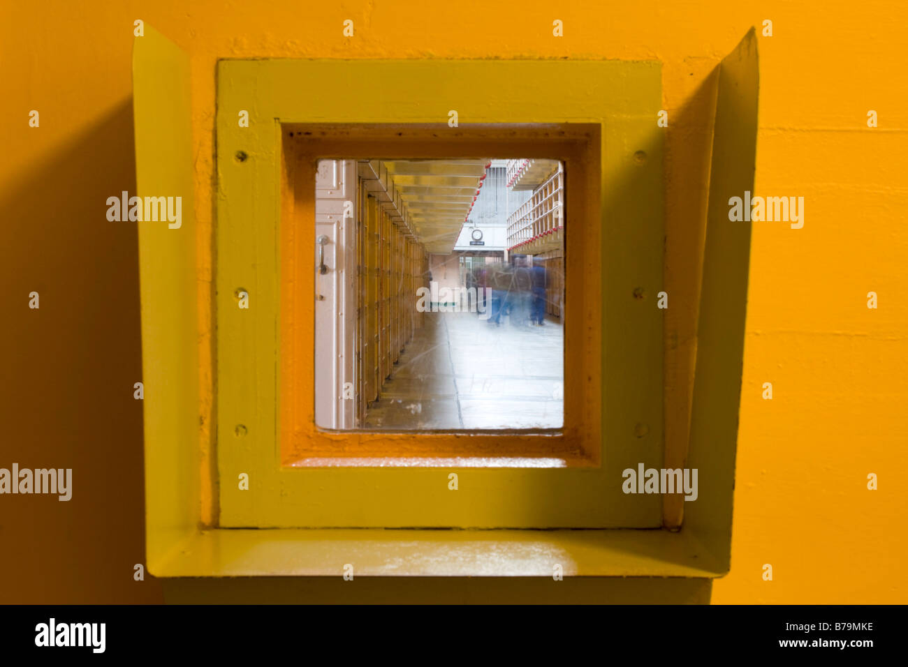 Visitor window at Alcatraz prison San Francisco USA Stock Photo - Alamy
