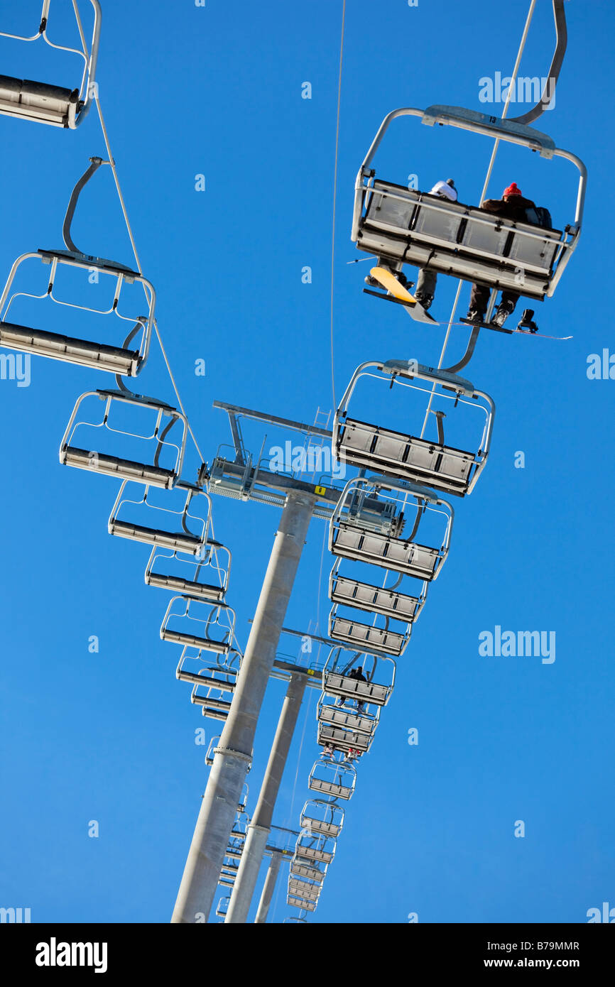 people on ski lift Low angle view Stock Photo - Alamy