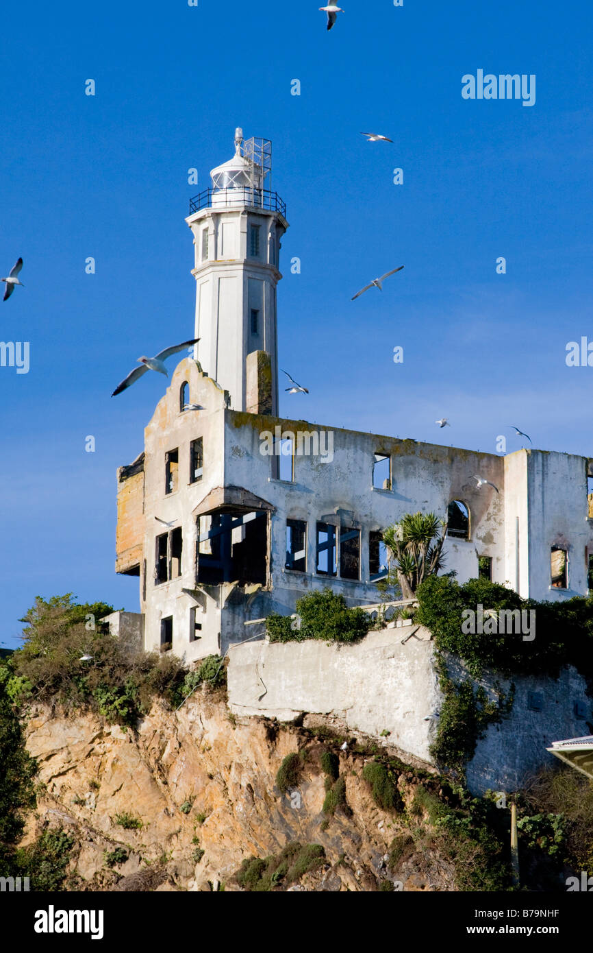 Lighthouse and warden s house Alcatraz Island San Francisco USA Stock ...
