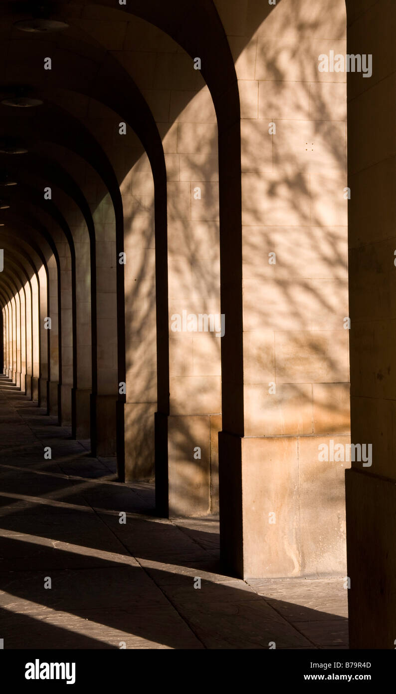Columnated walkway on the St Peter's Square side of the Manchester Town ...