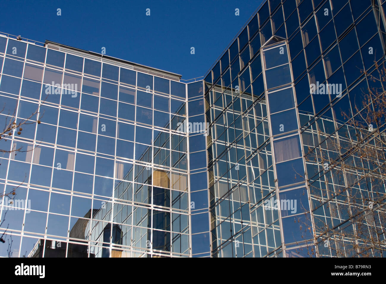 Skyscrapers Hammersmith. London Blue sky sunset glass reflection modern ...