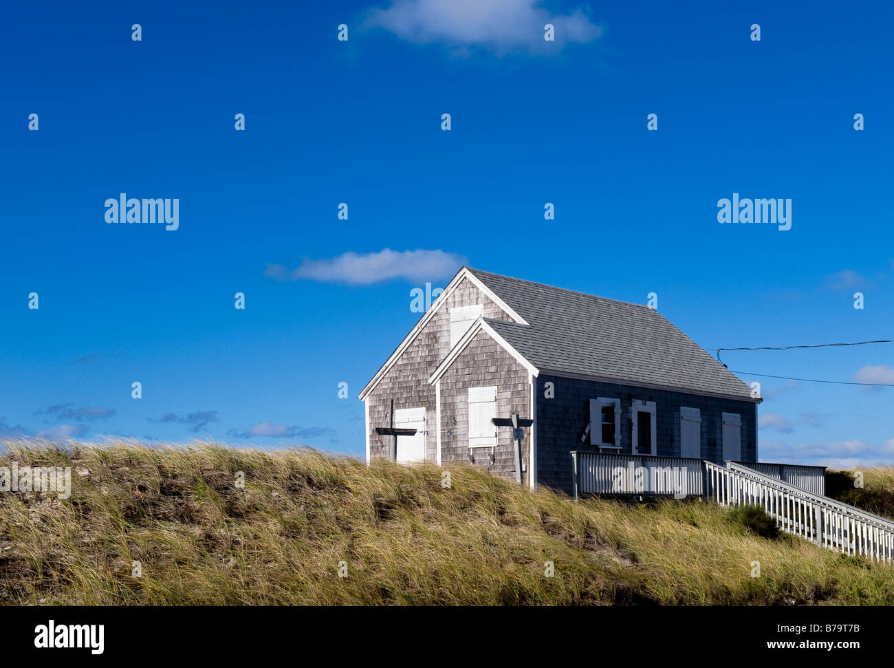 Waterfront beach cottage Truro Cape Cod Massachusetts USA Stock Photo ...