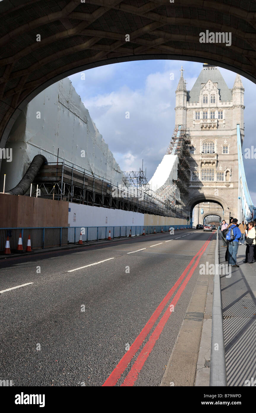 Road through tower bridge Stock Photo - Alamy