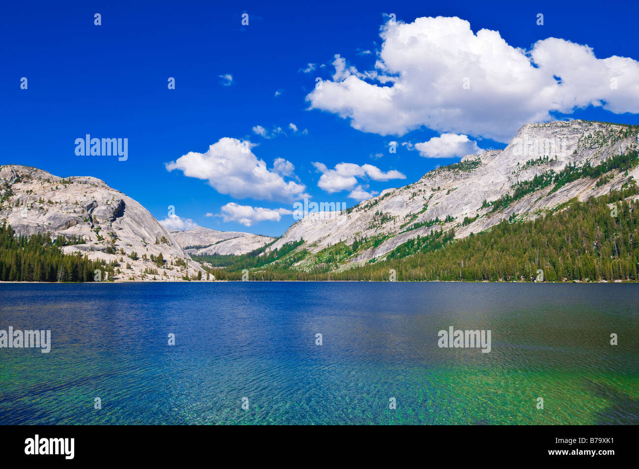 Tenaya Lake under Tenaya Peak Tuolumne Meadows area Yosemite National ...