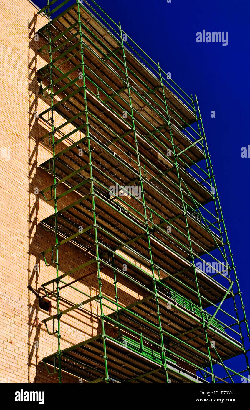 Construction / Steel scaffolding against the facade of a building.The ...
