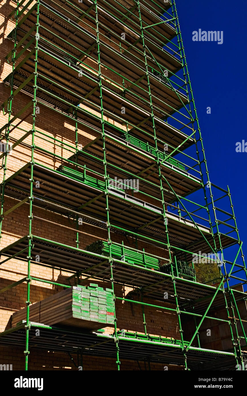 Construction / Steel scaffolding against the facade of a building.The ...