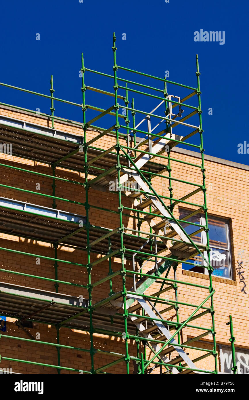 Construction / Steel scaffolding against the facade of a building.The ...