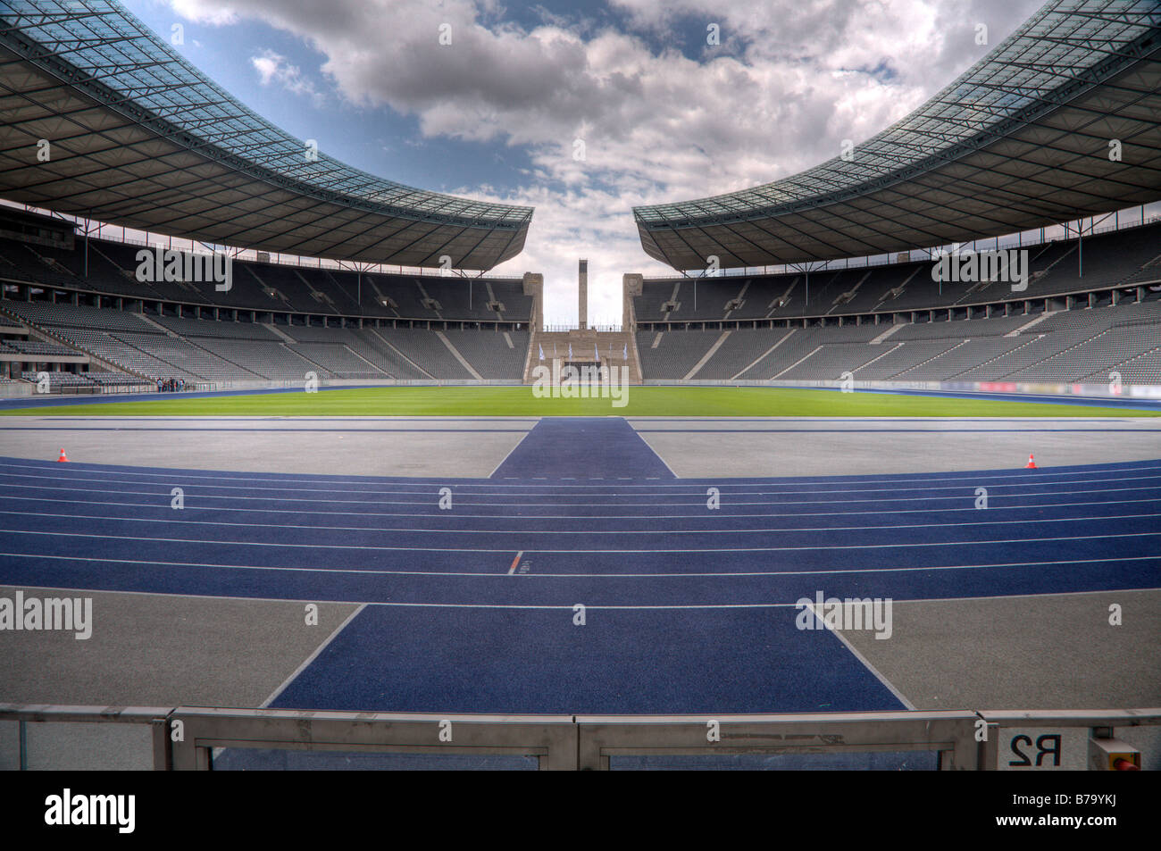 View across the empty Olympic Stadium in Berlin Stock Photo - Alamy