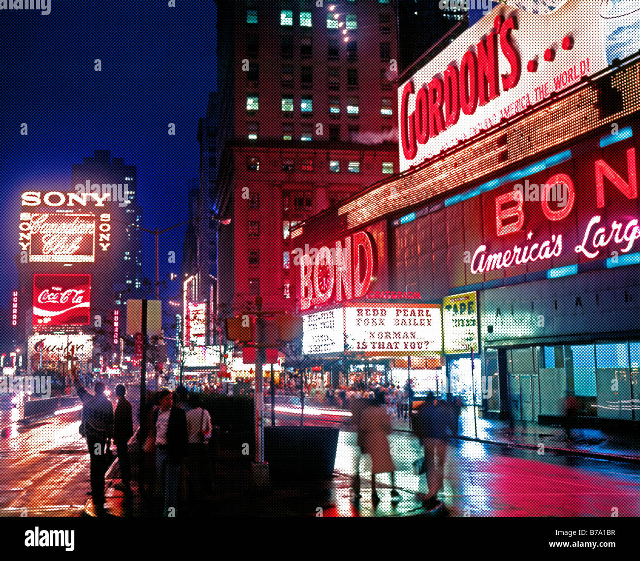 Times Square in New York City on a rainy night digitally altered Stock ...