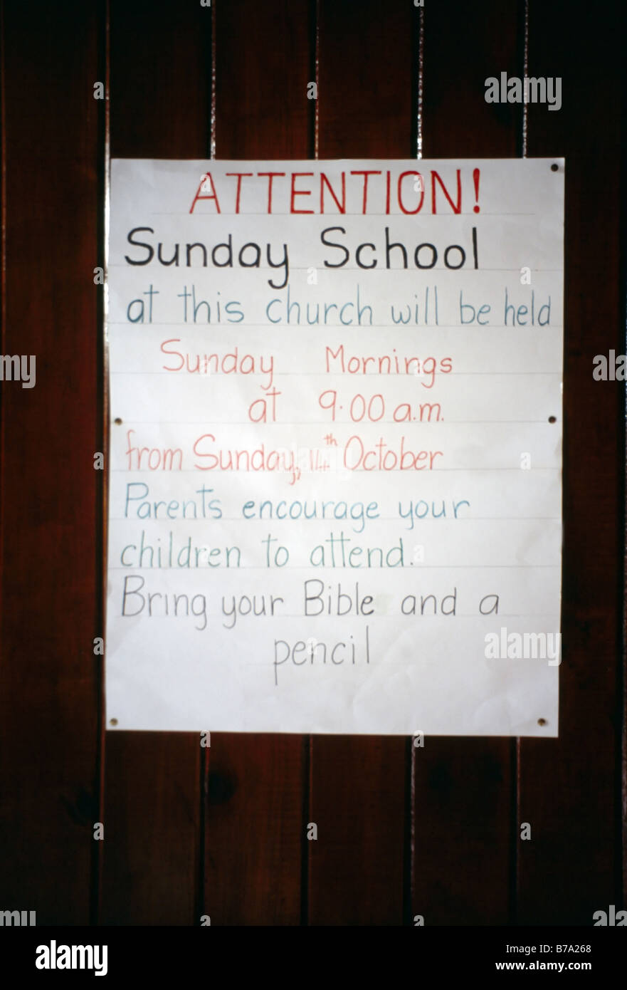 Parham Antigua St Peters Anglican Church Sunday School Notice Stock ...