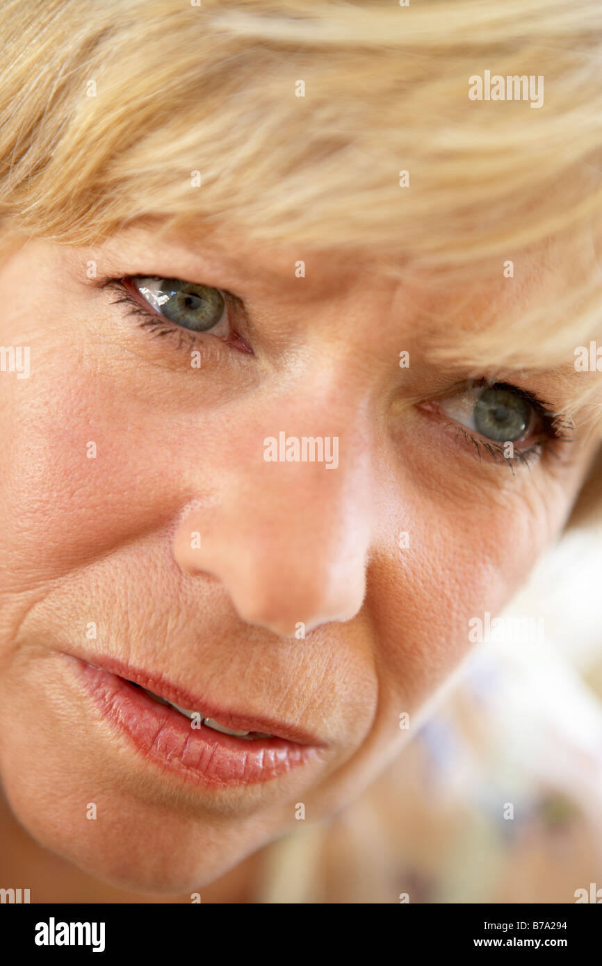 Middle Aged Woman Looking Anxious Stock Photo - Alamy