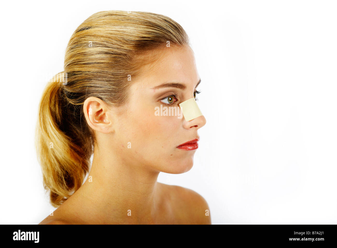 Young woman with marking for a rhinoplasty, nose job Stock Photo - Alamy
