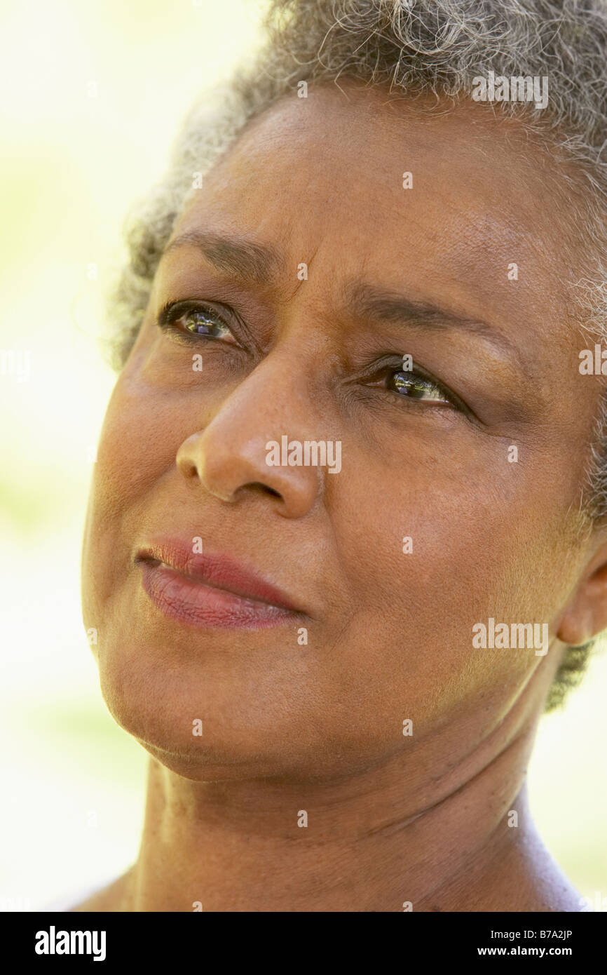 Old woman face anxious hi-res stock photography and images - Alamy