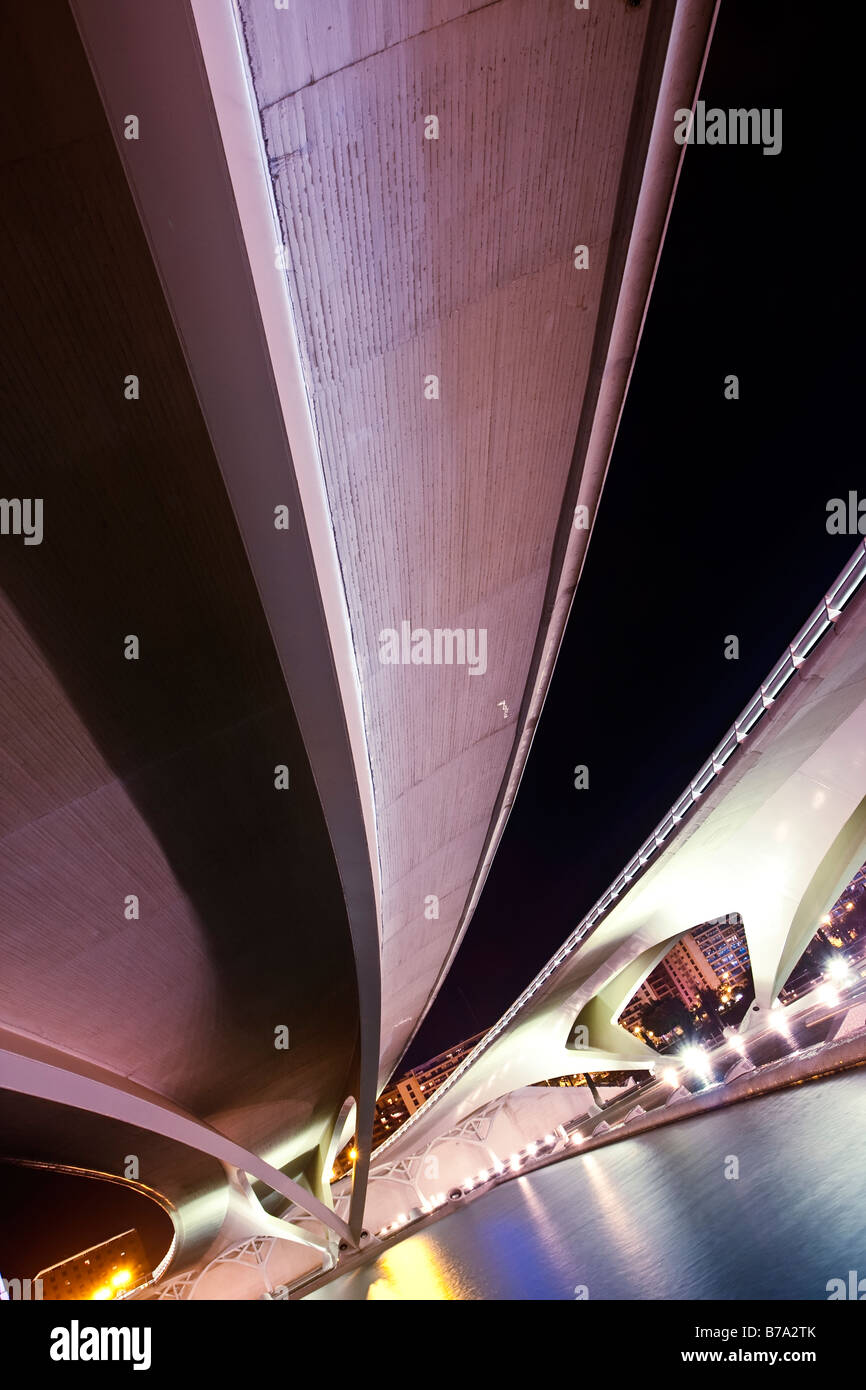 Under urban highway brigde at night Stock Photo - Alamy