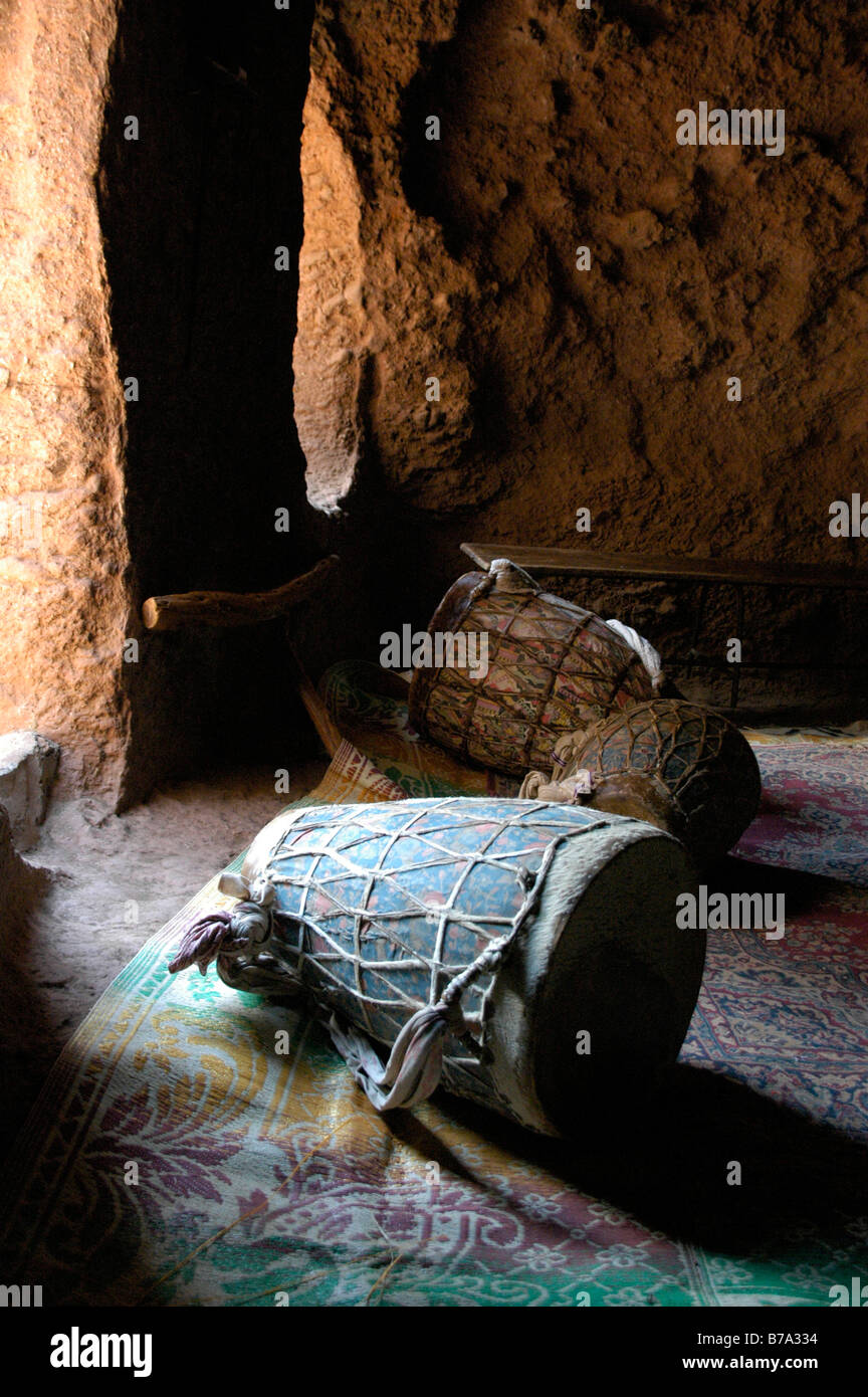 Ethiopian Orthodox Christianity, musical instruments, drums in a rock ...