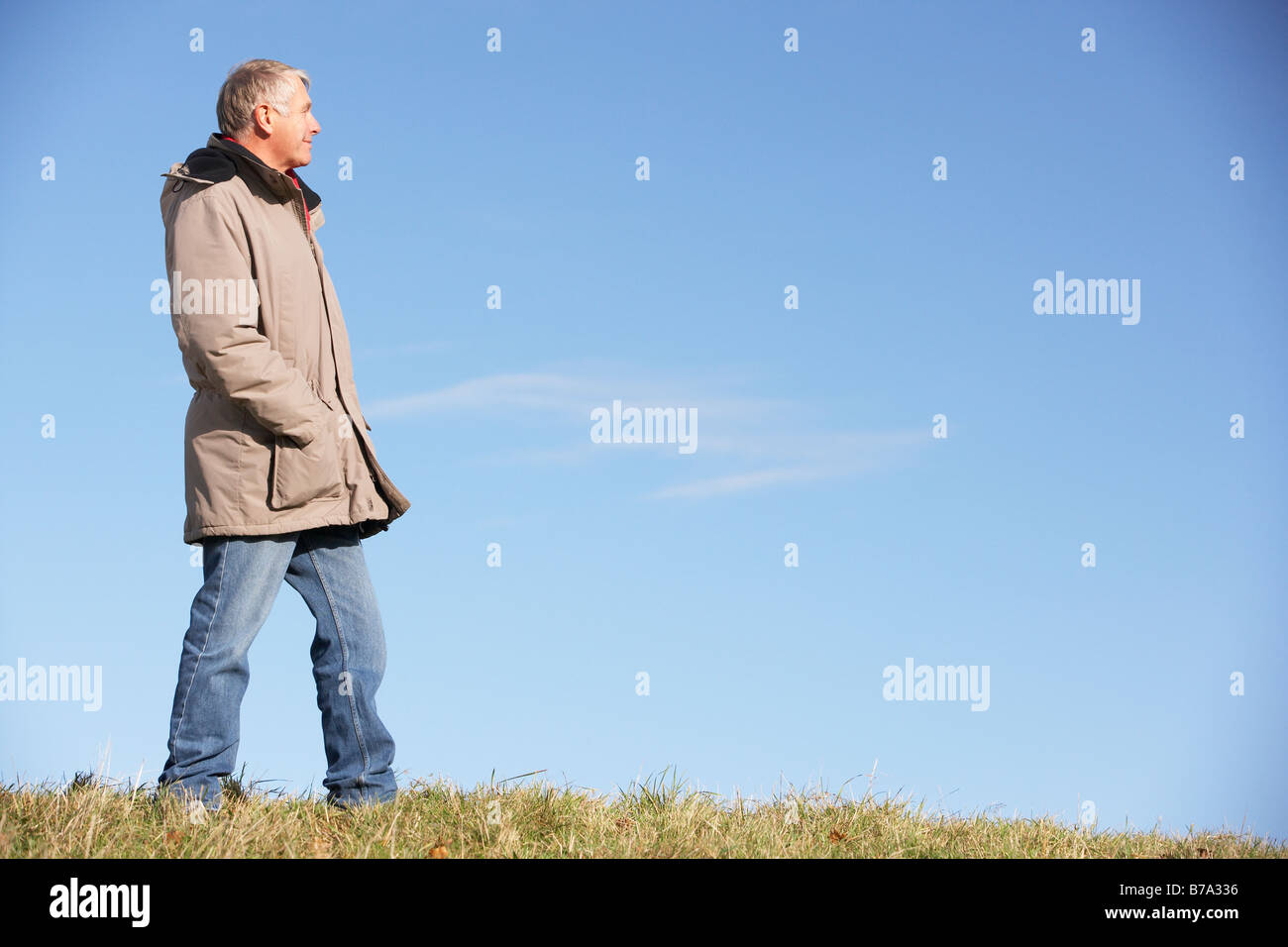 Senior Man Standing In Park Stock Photo - Alamy