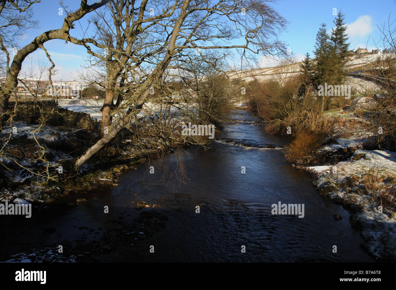 A Landscape of the river Wear in snow Stock Photo - Alamy