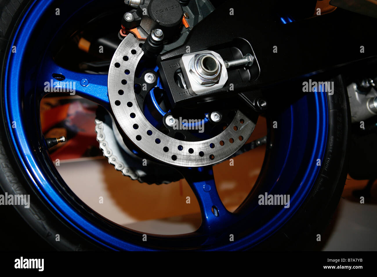 Disc brake of a motorbike, motorbike trade fair, Intermot 2008 ...