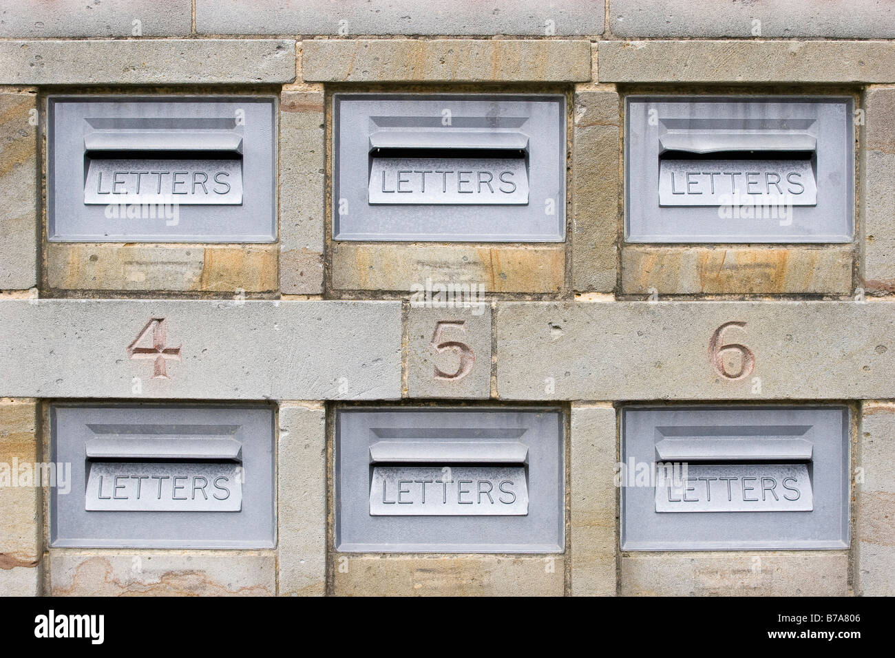 Letter boxes, labeled with "letters Stock Photo - Alamy