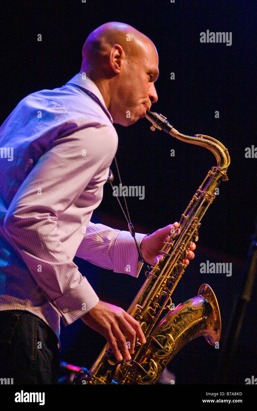 Joshua Redmond plays tenor saxophone with his Trio at the 51st MONTEREY ...