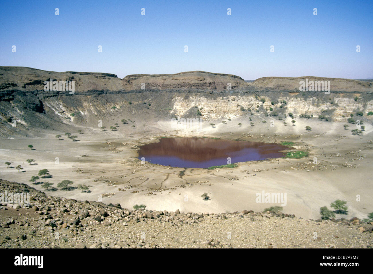 Salt lake in the Bayuda desert where nomadic tribes gather salt Stock ...