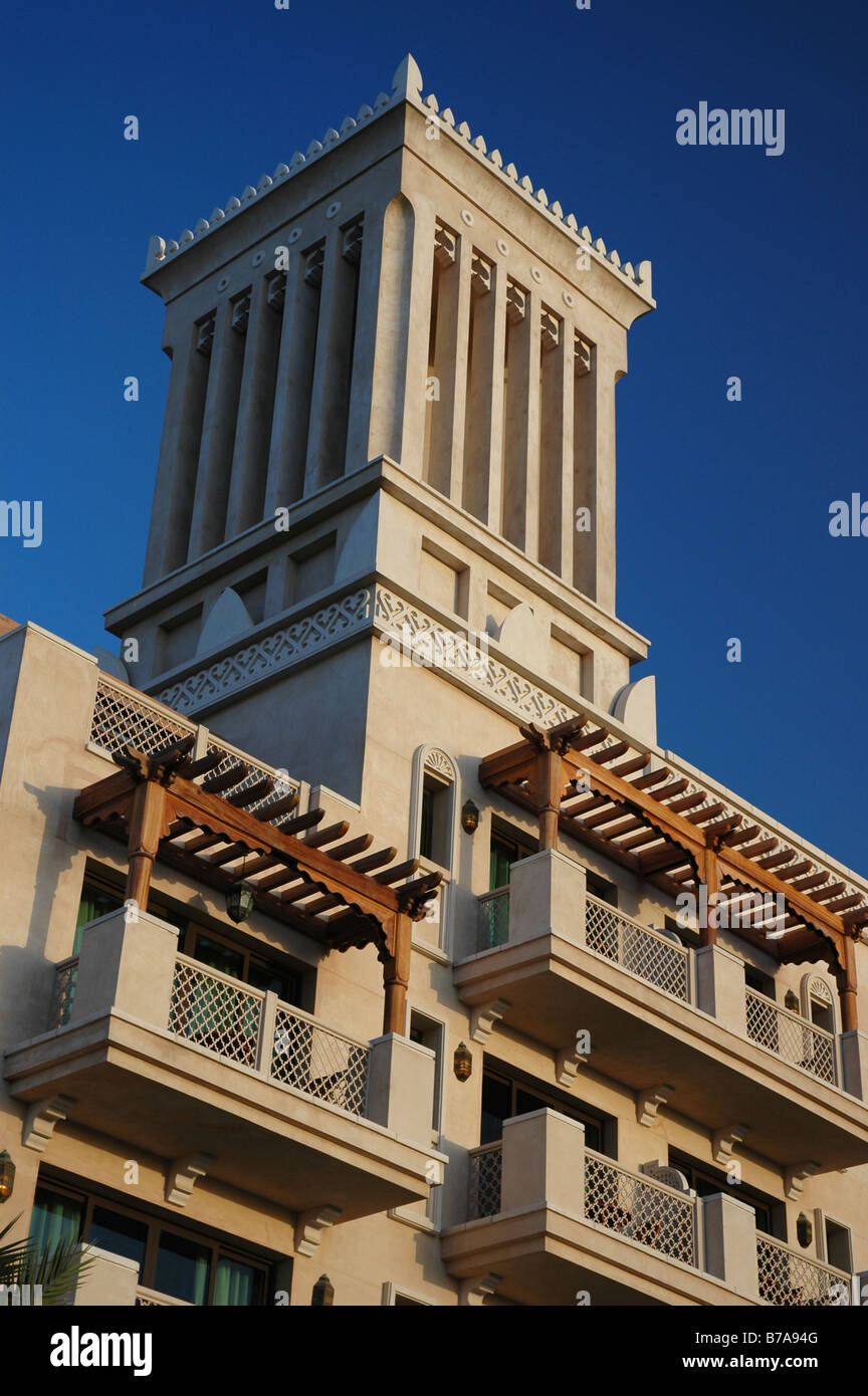 Traditional Arabian wind tower architecture at the Madinat Jumeirah ...