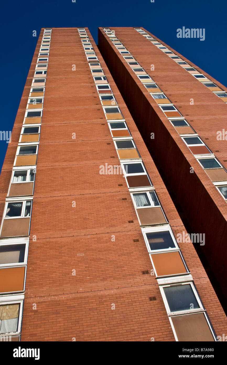 Residential tower block, Pendleton area of Salford, Greater Manchester ...
