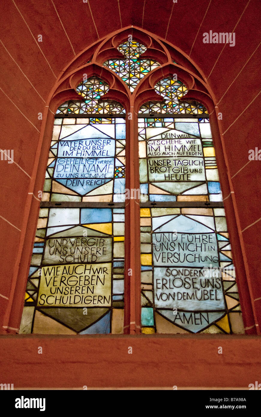 Vater Unser, Our Father church window in Frankfurt, Germany, Europe ...