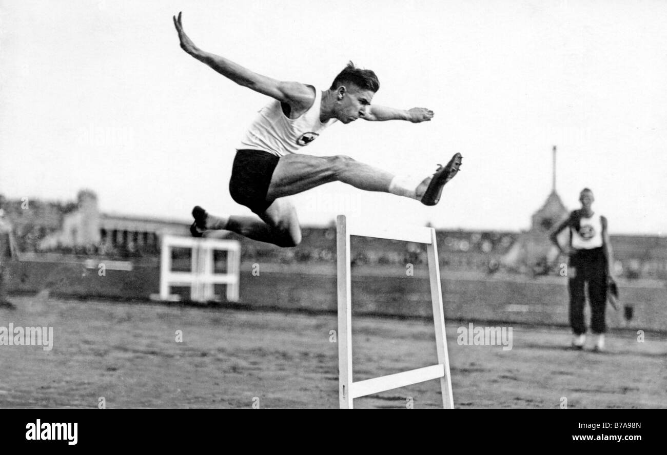Historic photograph, hurdler, ca. 1930 Stock Photo - Alamy