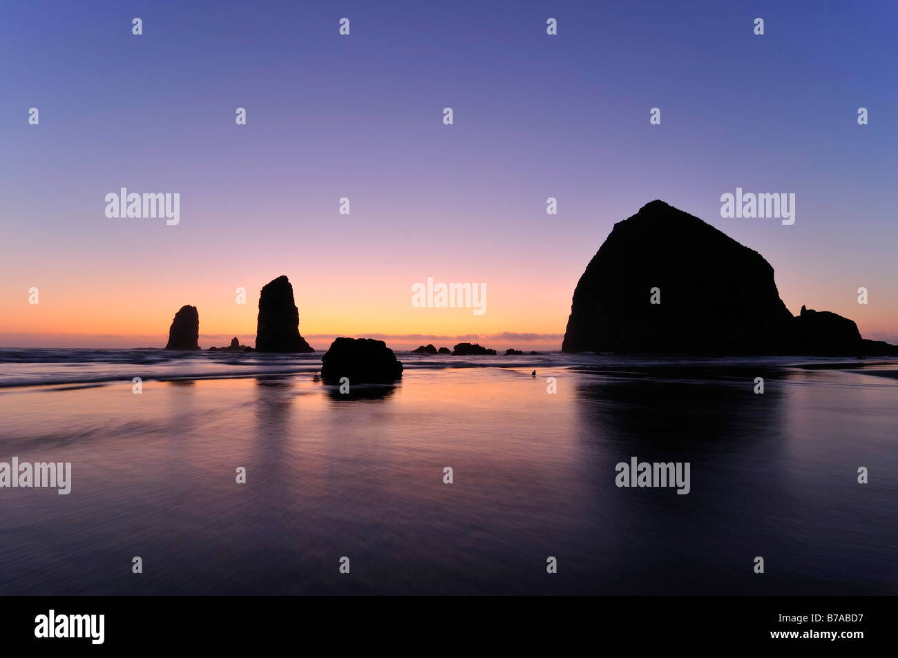The famous Haystack Rock, monolith, solidified lava rocks at Cannon ...