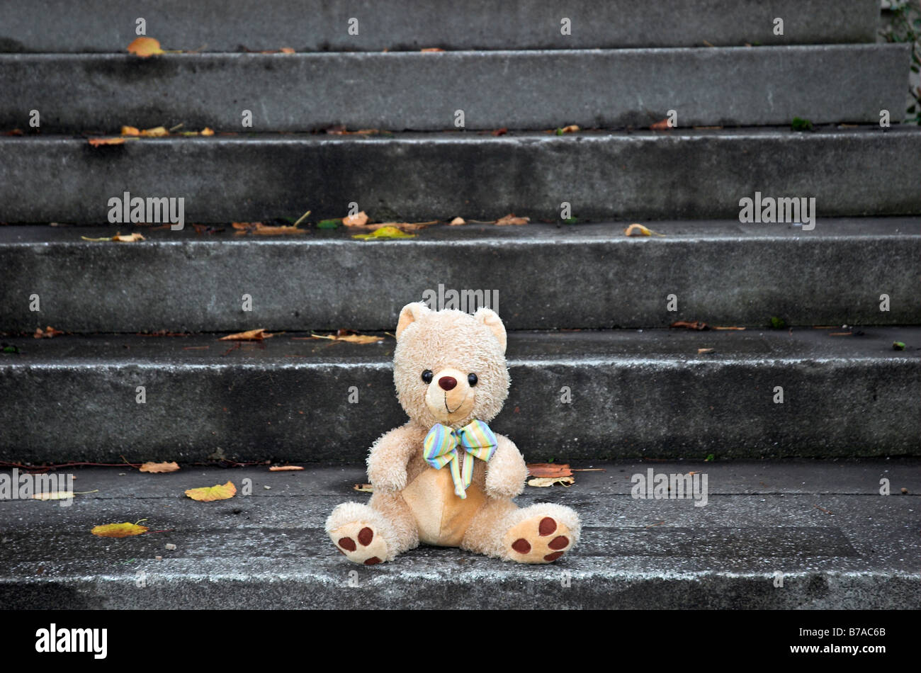 Abandoned Teddy Bear on Stairs Stock Photo - Alamy