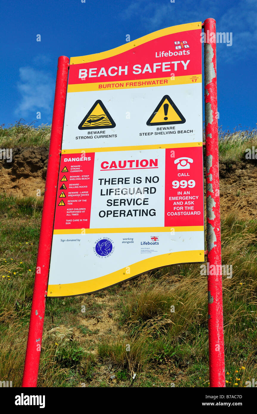 Safety sign beach hi-res stock photography and images - Alamy