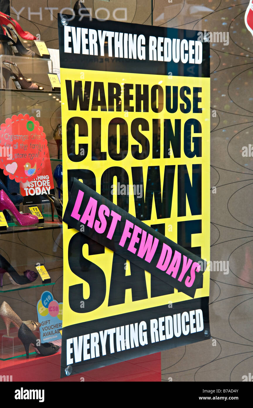 Closing down notices in a shop window London UK Stock Photo - Alamy
